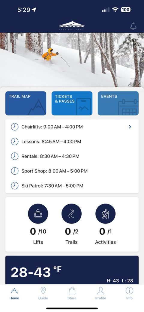 Dodge Ridge App - Dodge Ridge Mountain Resort